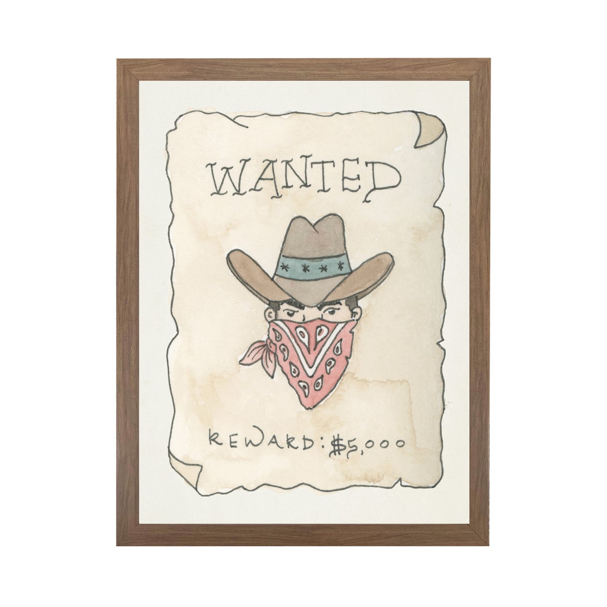 Framed Watercolor "Wanted" Boy Poster Wall Art – BHN