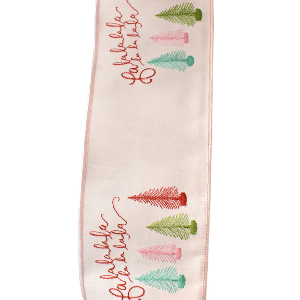 Pink 'Fa La La' Tree Embroidered Ribbon – BHN